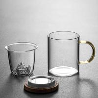 China High Borosilicate Glass Cup Guanshan Bamboo and Wood Tea Cup Set for Business Giveaways for sale