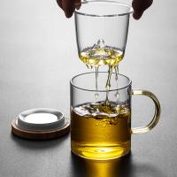 China High Borosilicate Glass Cup Guanshan Bamboo and Wood Tea Cup Set for Business Giveaways for sale