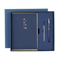 China Yellow Business Leather Face Book Gift Box with Two Piece Set of Notebooks Signature Pen for sale