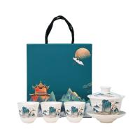 China Qianshan Sheep Fat Jade Kung Fu Tea Set Perfect Business Companion Gift Occasion Year for sale