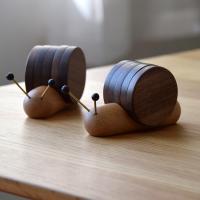 China Cartoon Black Walnut Snail Cup Cushion Wood Tea Cushion for Insulation and Decoration for sale