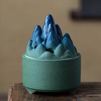China Activities Desktop Decoration Creative Rough Pottery Mountain View Incense Burner for sale