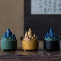 China Activities Desktop Decoration Creative Rough Pottery Mountain View Incense Burner for sale