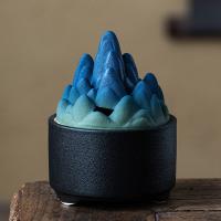 China Activities Desktop Decoration Creative Rough Pottery Mountain View Incense Burner for sale