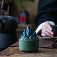 China Activities Desktop Decoration Creative Rough Pottery Mountain View Incense Burner for sale