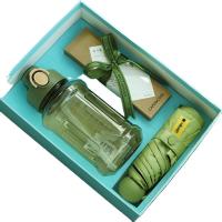 China Summer Necessities Graduated Straw Glass Small Fan and Sunny Umbrella Three-Piece Set for sale