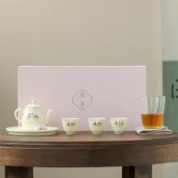 China Beautiful Pink Ceramic Tea Set Ideal Hand-Held Gift for Women during Goddess Festival for sale