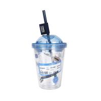 China High Beauty Instagram Straw Cup Creative Plastic Double Layer Water Cup for Summer Gift for sale