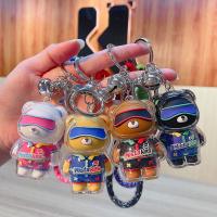 China 2 Color Graphics Printing Cool Bear Keychain Acrylic Doll Keychain for Office Products for sale
