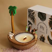 China Customer's Logo Coconut Shell Aromatherapy Candle Gift Box Summer Island Fragrance for sale