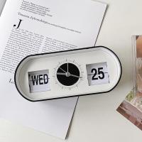 China Hotel and Resort Manual Button Desktop Alarm Clock with Creative Page Flipping Calendar for sale