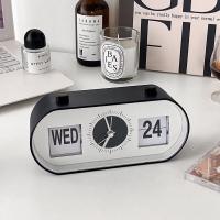 China Hotel and Resort Manual Button Desktop Alarm Clock with Creative Page Flipping Calendar for sale