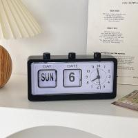 China Hotel and Resort Manual Button Desktop Alarm Clock with Creative Page Flipping Calendar for sale