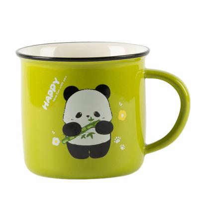 China Employee Welfare Gift Cute Panda Cartoon Ceramic Water Cup with UV and Color Printing for sale