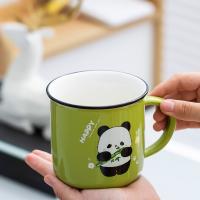 China Employee Welfare Gift Cute Panda Cartoon Ceramic Water Cup with UV and Color Printing for sale