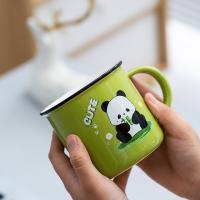 China Employee Welfare Gift Cute Panda Cartoon Ceramic Water Cup with UV and Color Printing for sale