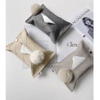 China Presentation Gift Set Woven Leather Coffee Table Tissue Box with Silk Screen Printing for sale