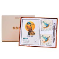 China Customized Good Luck Bird Gift Box Set Notebook Brooches and Pen for Business Gifting for sale