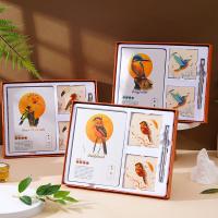 China Customized Good Luck Bird Gift Box Set Notebook Brooches and Pen for Business Gifting for sale