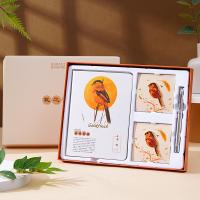 China Customized Good Luck Bird Gift Box Set Notebook Brooches and Pen for Business Gifting for sale