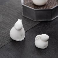 China Indoor Tea Pet Ornaments Cute Jade Rabbit Ceramic Decor for Mid Autumn Festival Gifts for sale