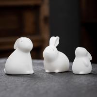 China Indoor Tea Pet Ornaments Cute Jade Rabbit Ceramic Decor for Mid Autumn Festival Gifts for sale