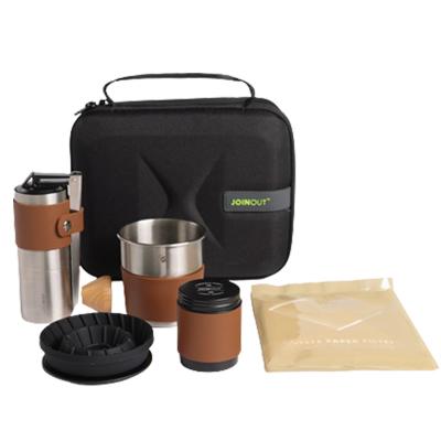 China Outdoor Portable Coffee Set with Hand Cranked Bean Grinder and Filter Cup Combination for sale