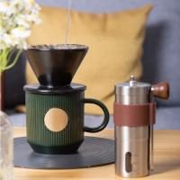 China Business Gift Handheld Box with Bean Grinder Ceramic Filter Cup and Ceramic Coffee Cup for sale