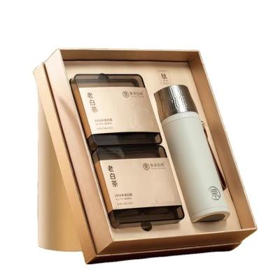 China Hammer Pattern Insulation Cup 500ml and 2016 Old White Tea 160g Ideal Easter Gift Set for sale