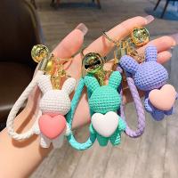 China 2 Color Graphics Resin Woven Love Rabbit Keychain for Mid Autumn Festival Celebration for sale
