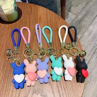 China 2 Color Graphics Resin Woven Love Rabbit Keychain for Mid Autumn Festival Celebration for sale