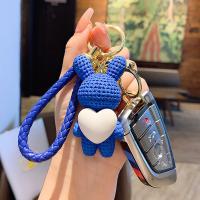 China 2 Color Graphics Resin Woven Love Rabbit Keychain for Mid Autumn Festival Celebration for sale