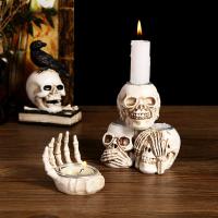 China Thanksgiving Skeleton Resin Decoration Desktop Decoration Candle Holder for Craft Gift for sale