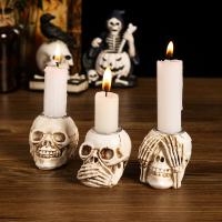 China Thanksgiving Skeleton Resin Decoration Desktop Decoration Candle Holder for Craft Gift for sale