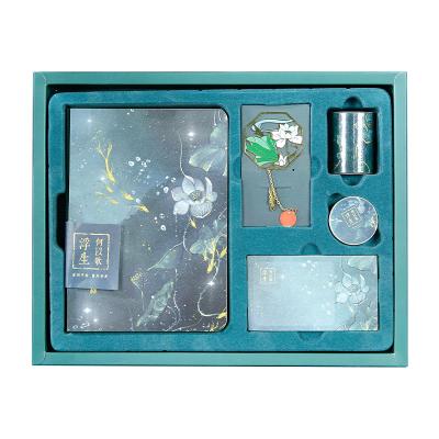 China Thank-You Gift Backpack Notebook Set with Retro Design Sticky Notes Tape Metal Bookmark for sale