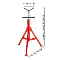 China V Head Pipe Stand 2500 lbs Load Capacity Adjustable Height 28-52 inch Carbon Steel for Pipe Threading Welding for sale