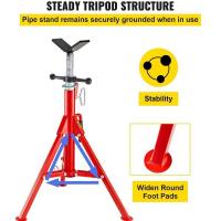 China V Head Pipe Stand 2500 lbs Load Capacity Adjustable Height 28-52 inch Carbon Steel for Pipe Threading Welding for sale
