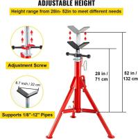 China V Head Pipe Stand 2500 lbs Load Capacity Adjustable Height 28-52 inch Carbon Steel for Pipe Threading Welding for sale
