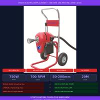 China STB200 Electric Drain Cleaner Machine 50-200mm 750W 700RPM 20M Cable Portable One-Man Pipe Sewer Snake for Blockage for sale