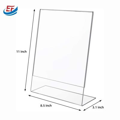 China Desktop L Shape Slant Transparent Clear Acrylic A4 Menu Holder for sale