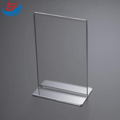 China Desktop T Shape Transparent Acrylic Promotional Page Display Stand for sale
