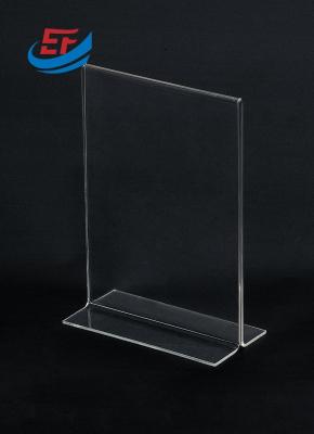 China 11 x 8.5 Inches T Shape Double-Sides Transparent Clear Acrylic Sign Holders for sale