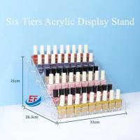 China Custom Six Tiers Makeup Organizer Holder Acrylic Nail Polish Display Rack For Retail Shop for sale