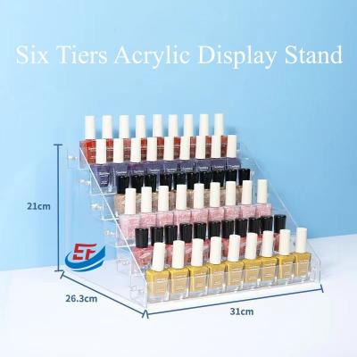 China Custom Six Tiers Makeup Organizer Holder Acrylic Nail Polish Display Rack For Retail Shop for sale