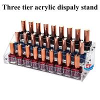 China Plexiglass Storage Display Shelf Three Tiers Clear Acrylic Nail Polish Holder for sale