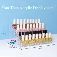 China Cosmetic Display Stand Multifunctional Four Tiers Acrylic Nail Polish Display Stand for sale
