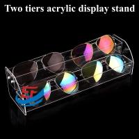 China Counter Top Two Layers Transparent Ladder Shaped Acrylic Display Stand For Sunglasses Store for sale