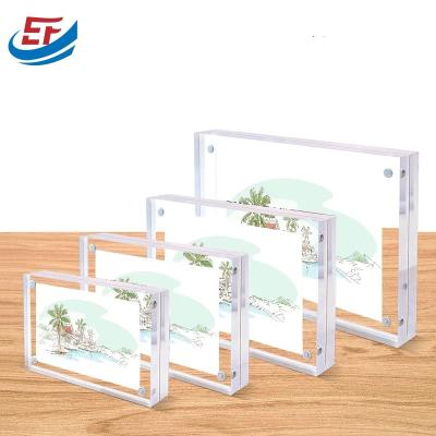 China Lucite Picture Frame Customized Double Sided Clear Acrylic Block Photo Frame for sale
