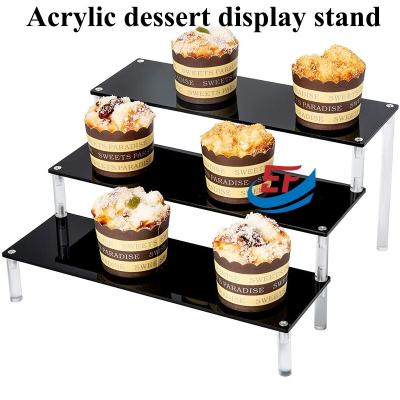 China Trapezoidal Layered Acrylic Dessert Display Stand For Bakery Store for sale