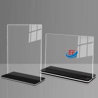 China T Shape Double-Sided Desktop Acrylic Display Holder For Menu Paper Sign for sale